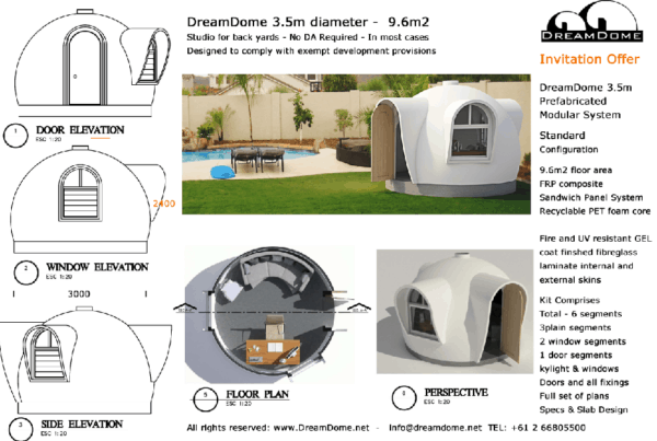 Prefabricated Modular Dome Kit - Studio Office Music Hobby